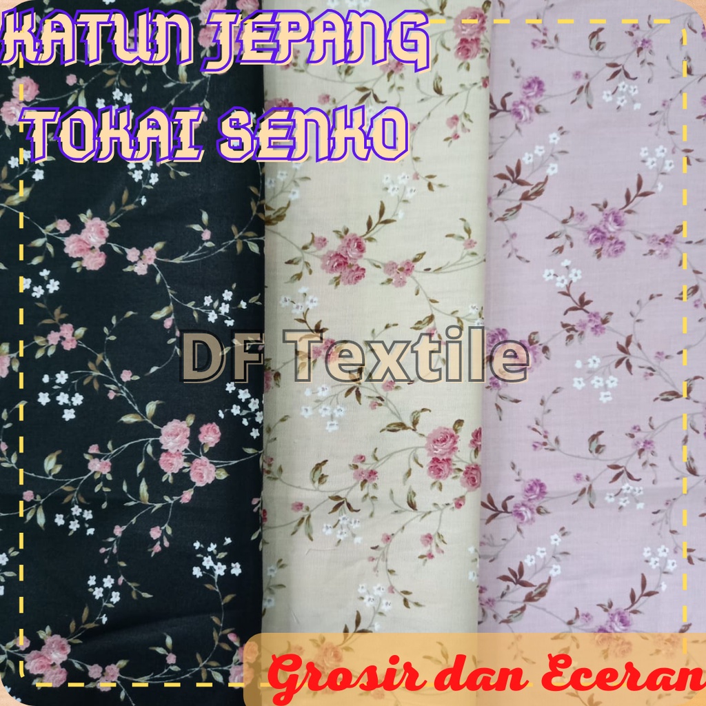 Jual Kain Katun Jepang Motif Bunga TJD22JN023 Japan Design Tokai Senko ...