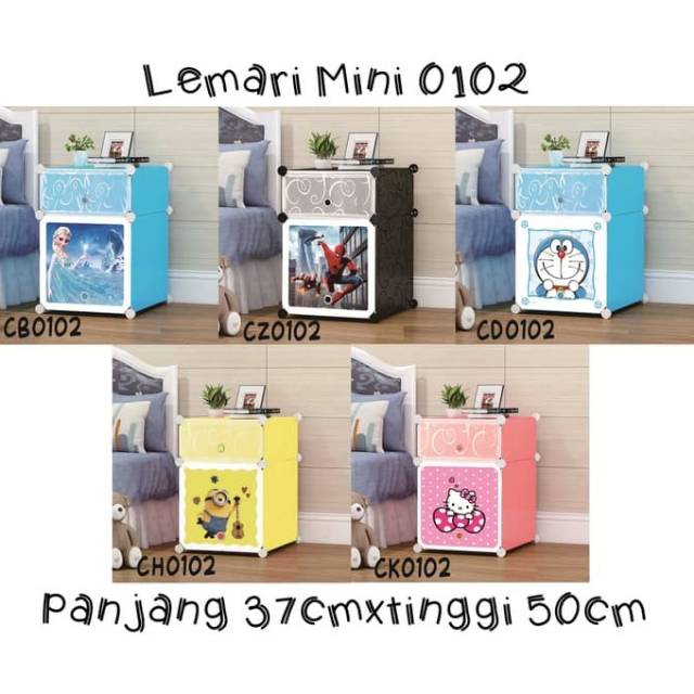 Jual Lemari Rakit Plastik Mini Karakter / Bed Side Table 2 Kotak/Susun ...