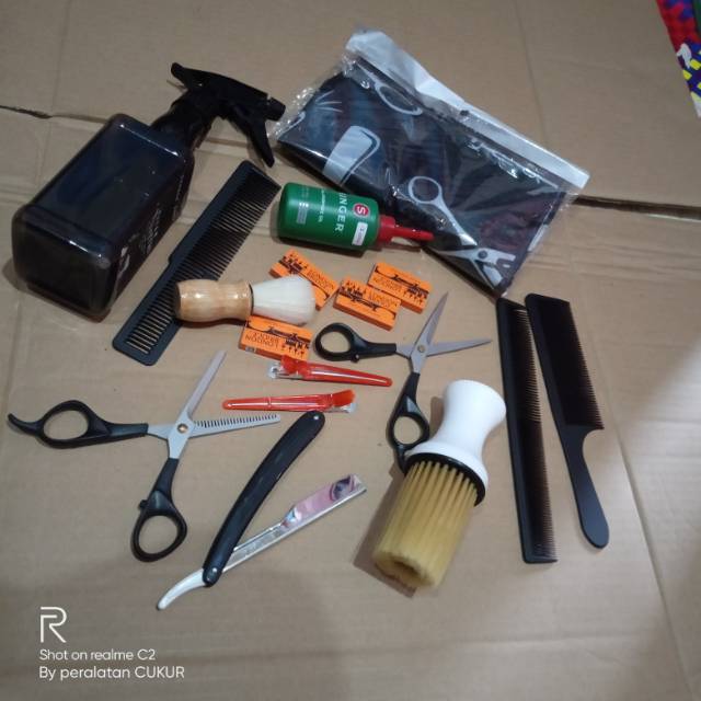 Jual PC COD Paket perlengkapan cukur rambut sisir kain cukur botol ...