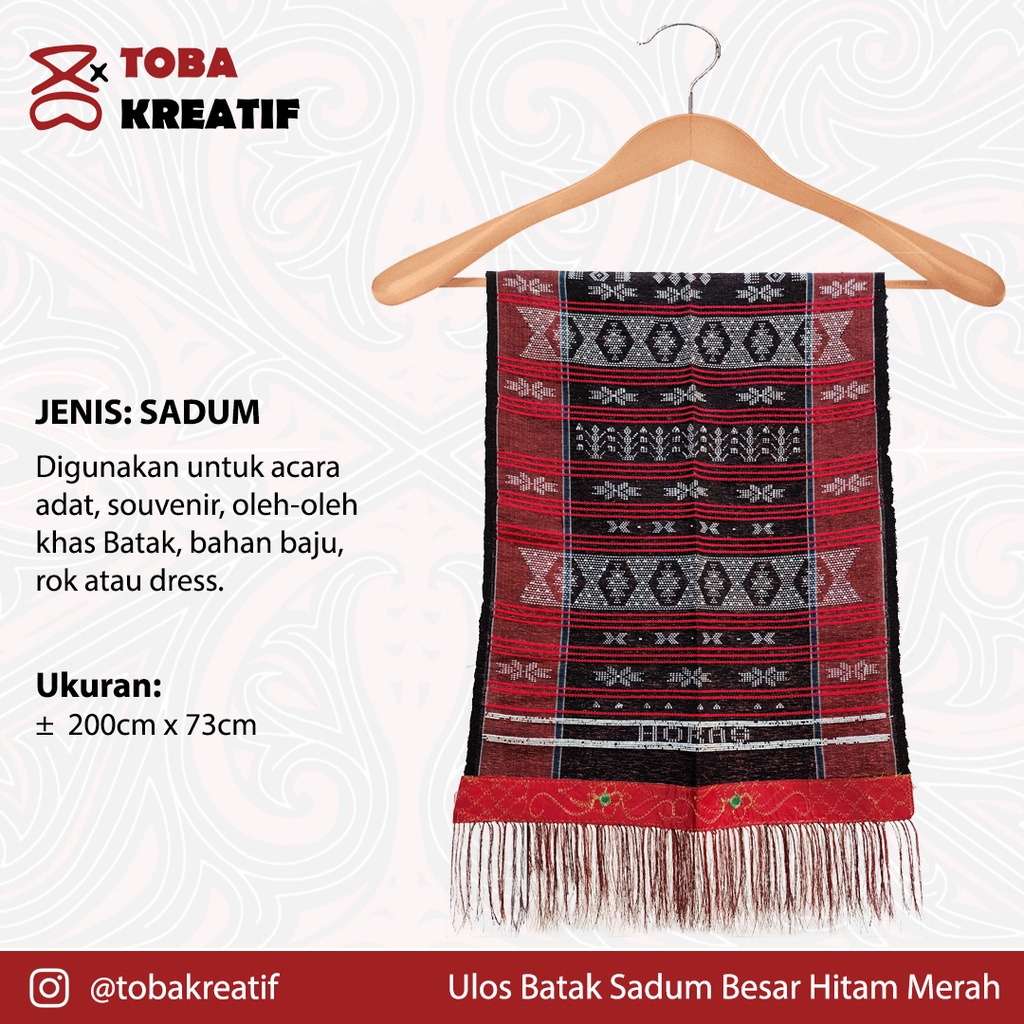 Jual Kain Ulos Batak Toba Sadum Besar Hitam Merah | Shopee Indonesia