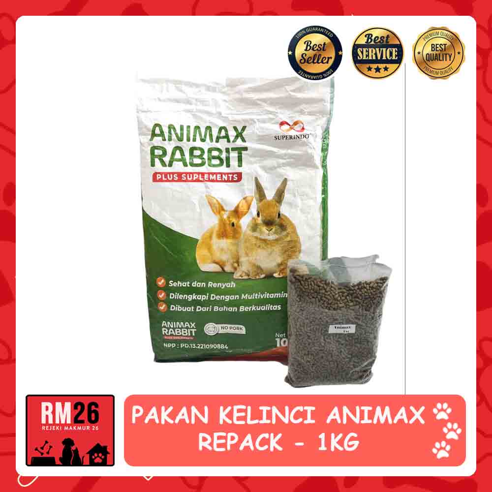 Jual PAKAN KELINCI ANIMAX RABBIT FOOD REPACK 1KG | Shopee Indonesia