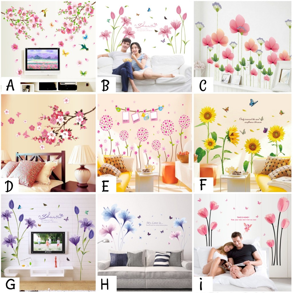 Jual Reliza Wall Sticker Bunga Sakura Flower Matahari Lily Stiker ...