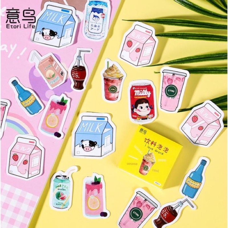 Jual Sticker Pack Minuman Korea Style Stiker Deco Journal Planner ...