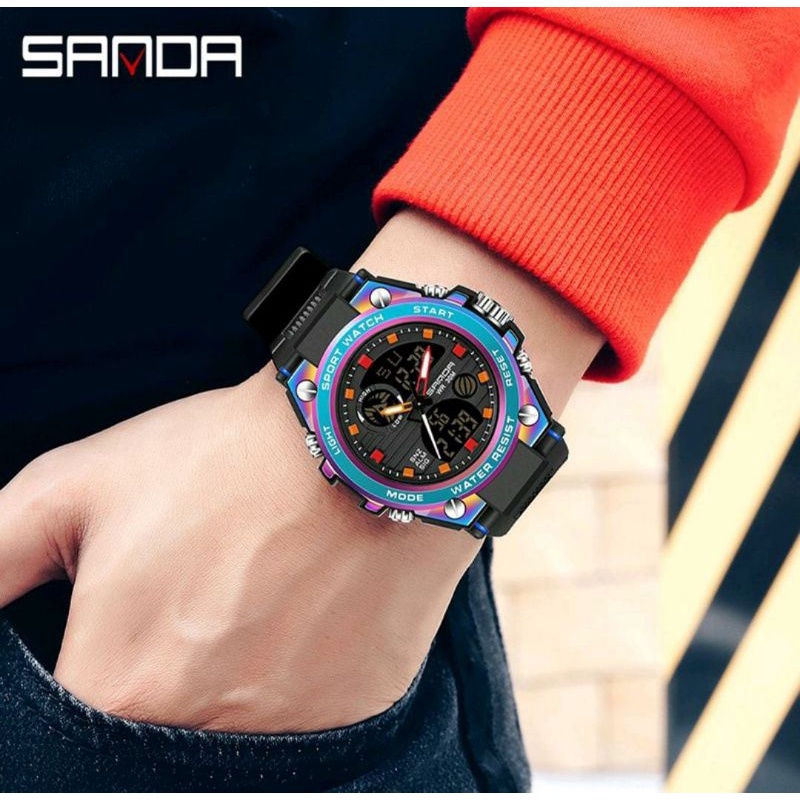 Jual Jam Tangan Sanda Jam Tangan Kombinasi Warna Outdoor Jam Tangan ...