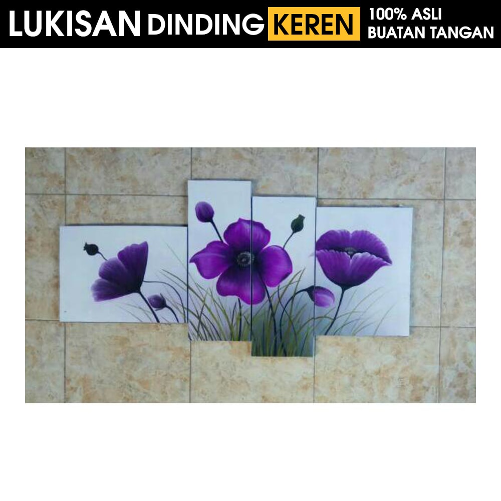 Jual LUKISAN PANEL BUNGA UNGU LIAR MINIMALIS LUKISAN DINDING RUANG TAMU ...