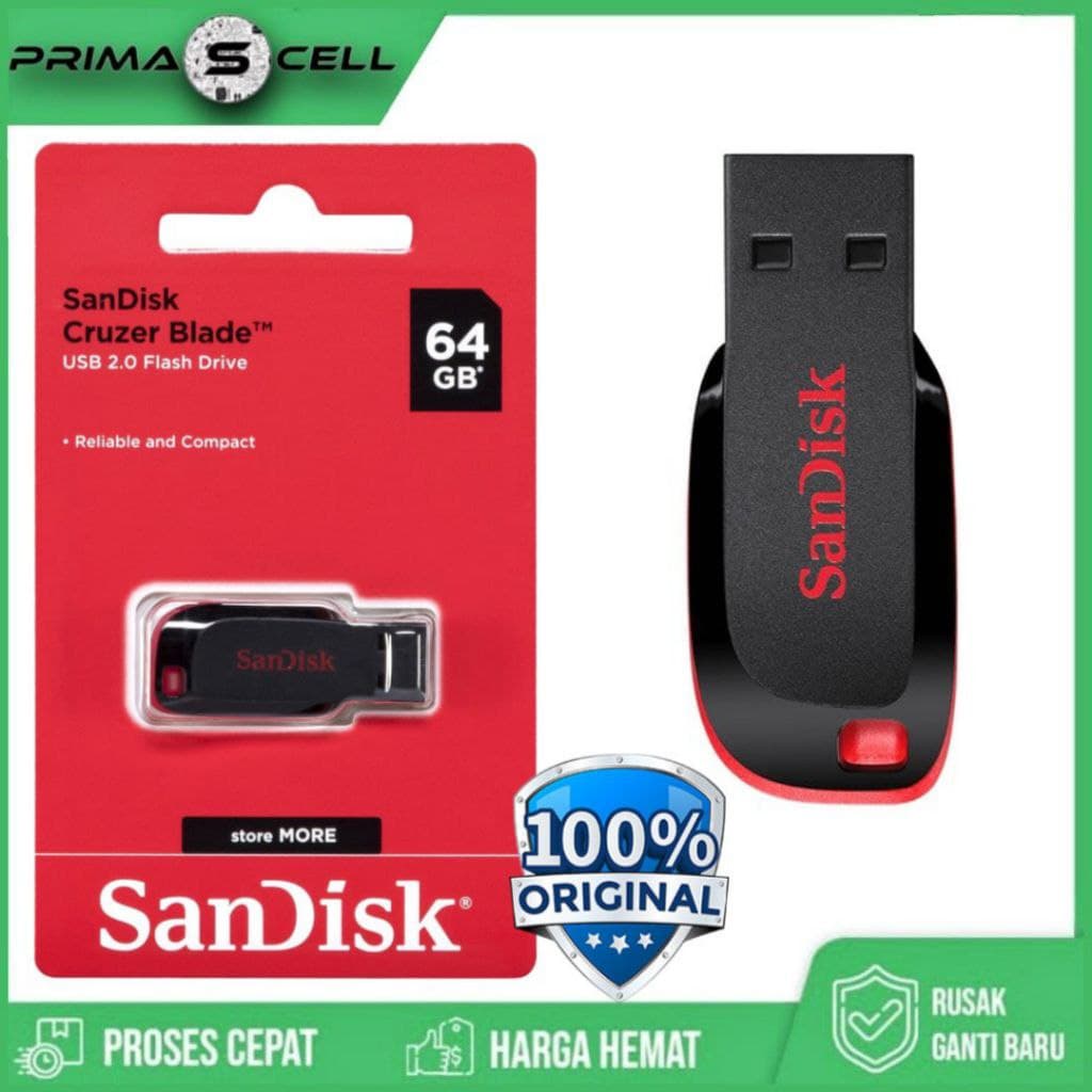 Jual Flashdisk Sandisk 64GB Blade Original Bergaransi Resmi | Shopee Indonesia