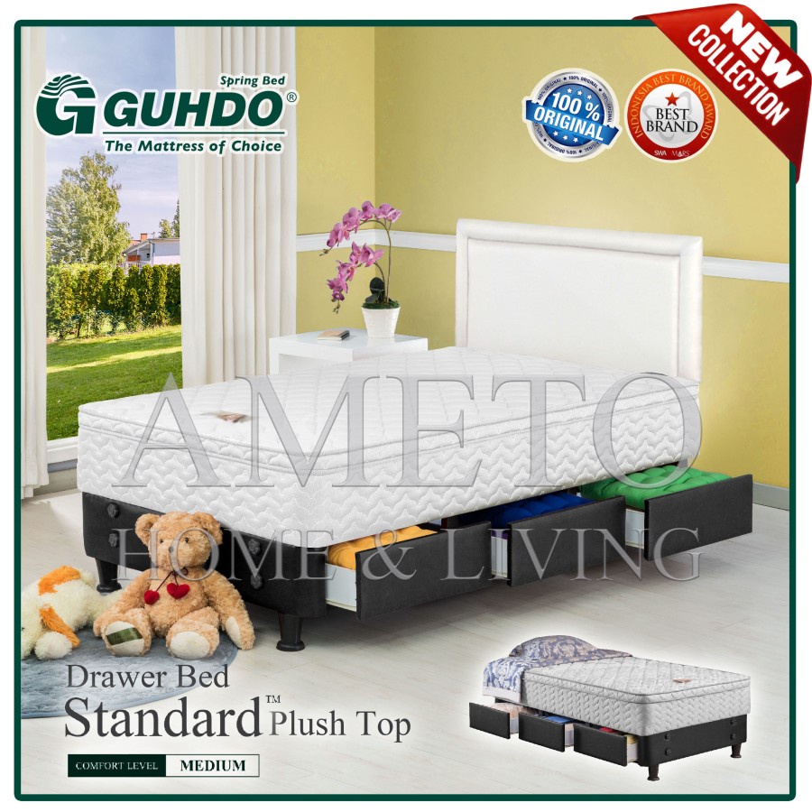 Jual Guhdo Springbed Drawer Laci Standard Plush Top 120x200 HB Prospine Full Set | Shopee Indonesia
