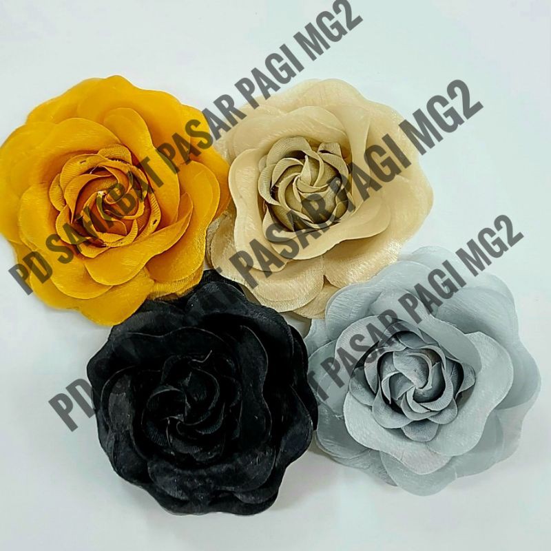 Jual Rose korsase / bunga dada warna hitam, gold, silver, beige (harga ...