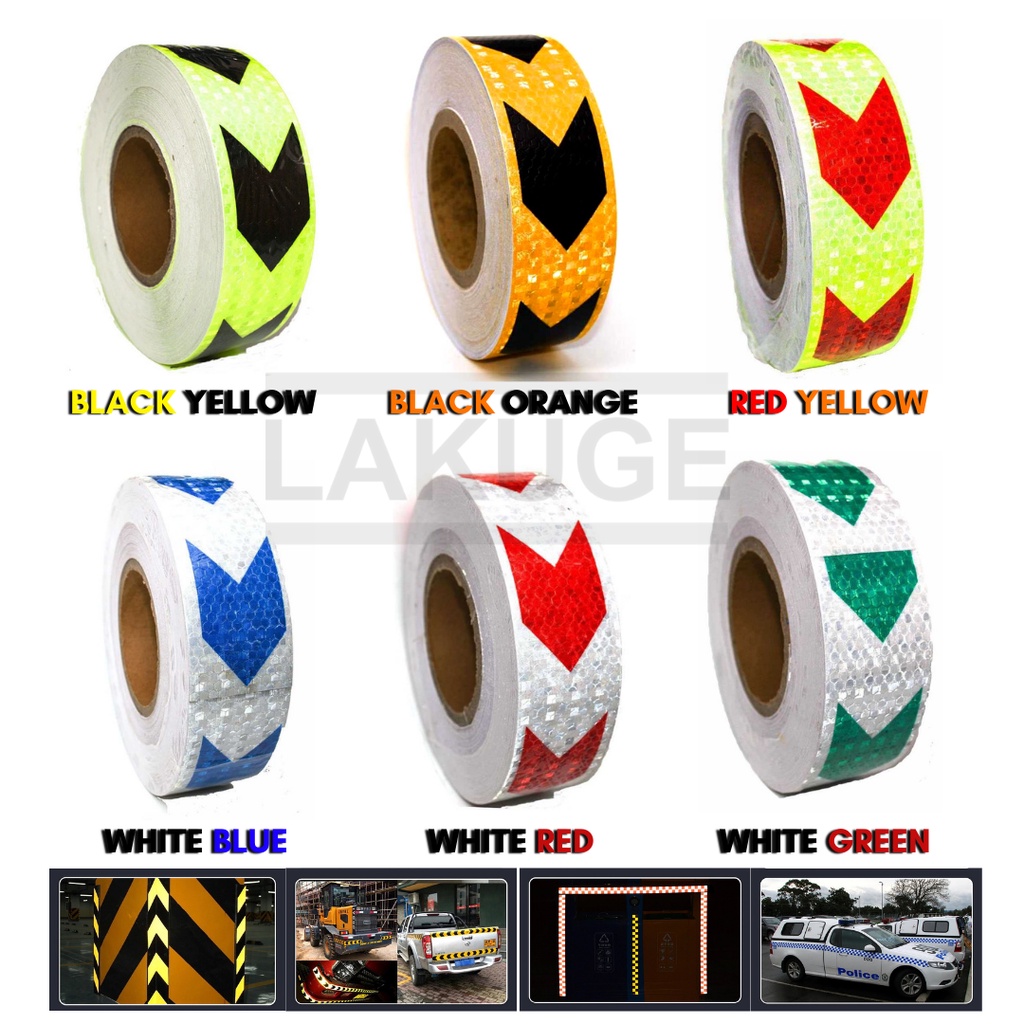 Jual Stiker Reflektif Marker Mobil Truk Arrow Pattern Neon 5cm 3 Meter ...
