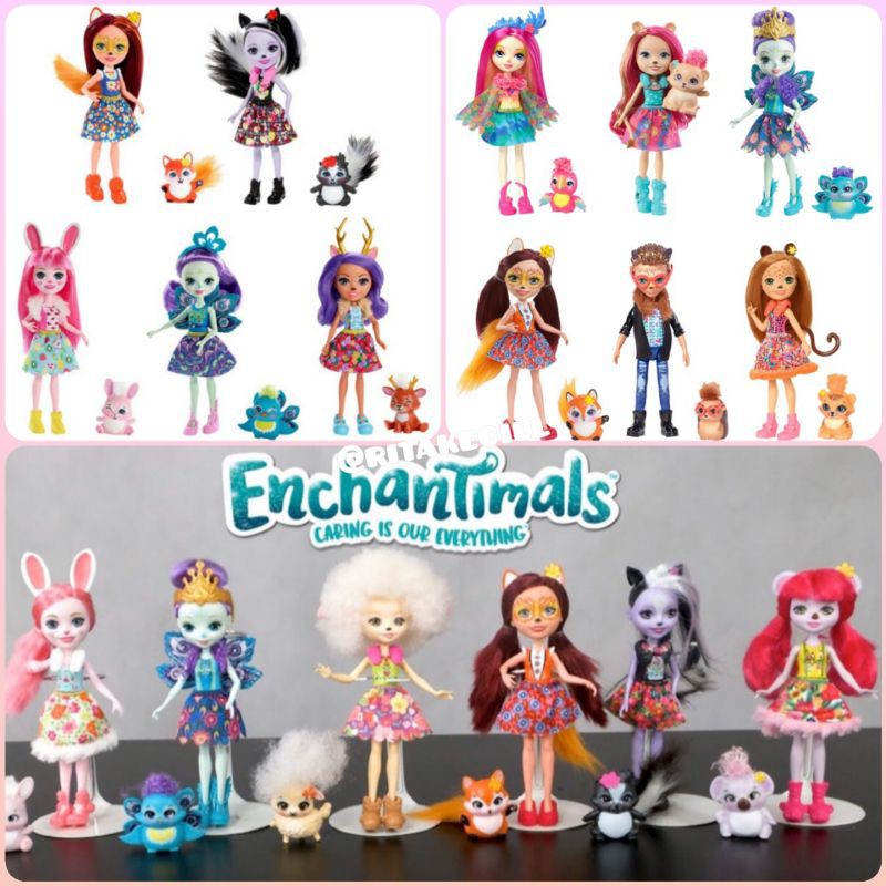 Jual Enchantimals Parrot Hedgehog cheetah Swan Wolf Tiger Squirel ...