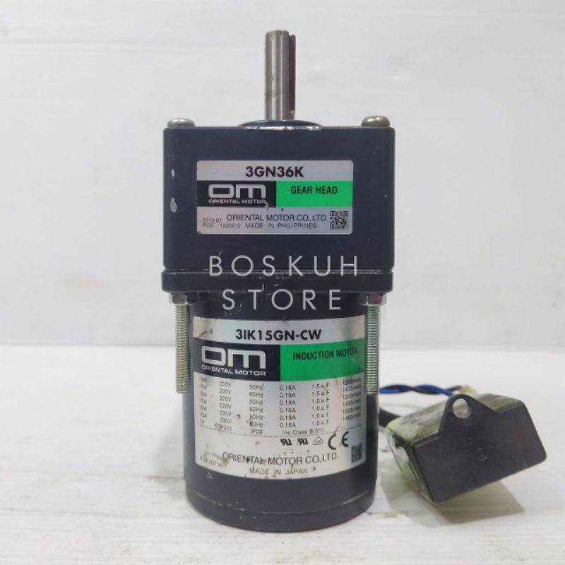 Jual DINAMO MOTOR GEARBOX 1PHASE 15W 1:36 40 RPM model 3GN36K | Shopee ...
