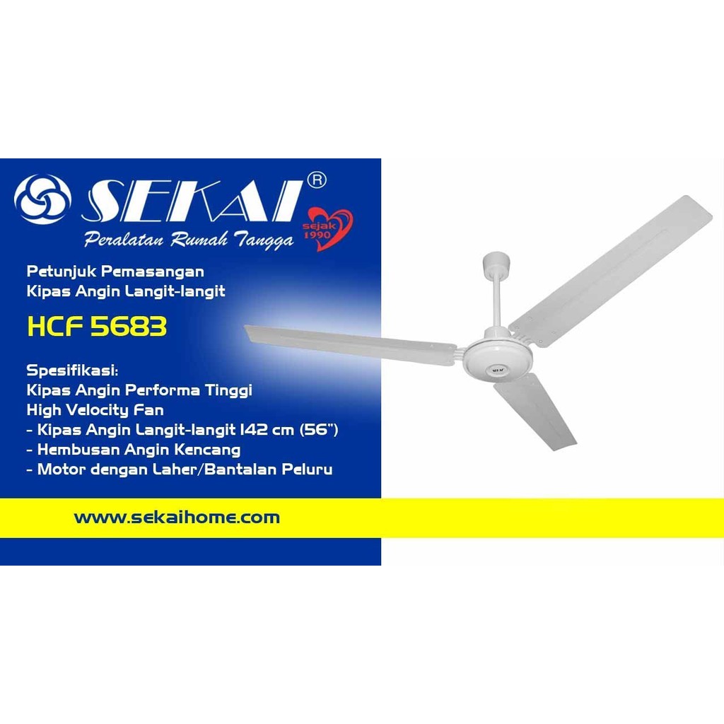 Jual KIPAS ANGIN BALING LANGIT LANGIT SEKAI HCF 5683 / HIGH CEILING FAN ...