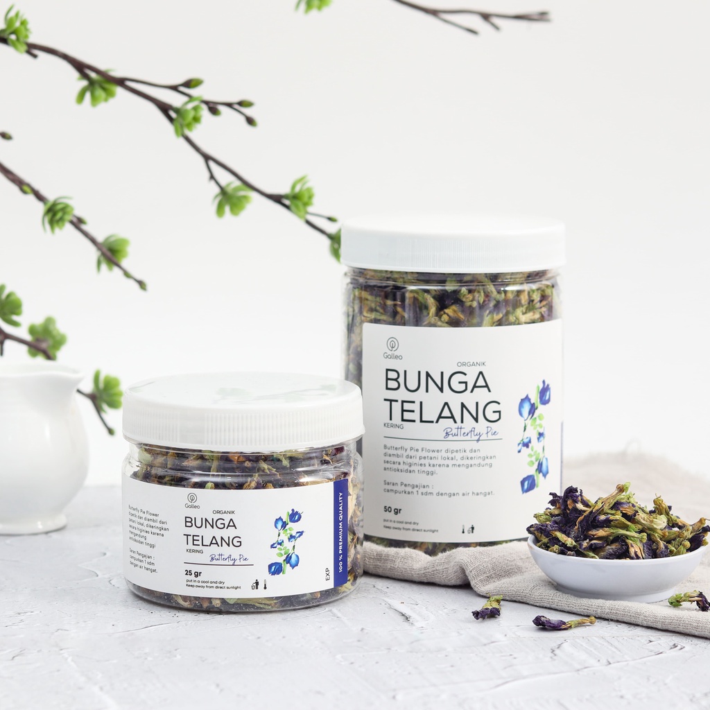 Jual Teh Bunga Telang Kering Organik Premium Galleo / Butterfly Pea ...