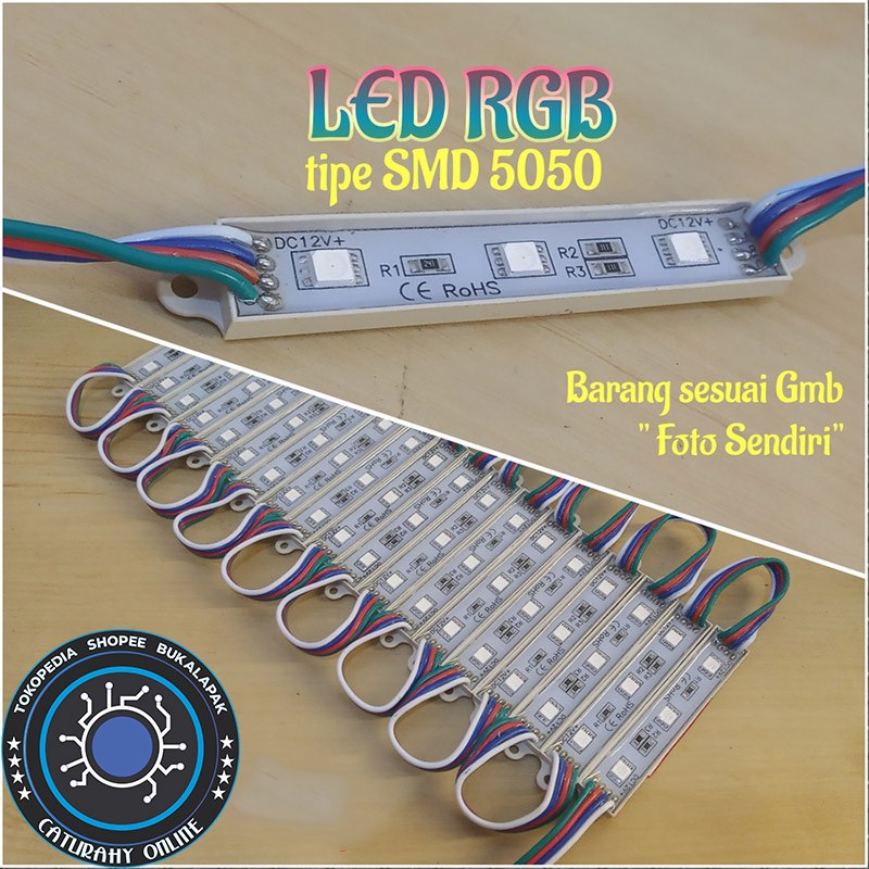 Jual Led modul RGB 5050 waterproof 3 mata 12 Volt 12V nyala rgb ...