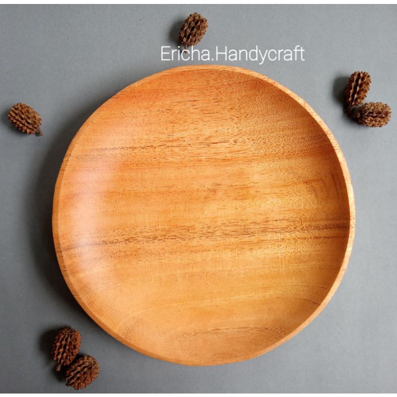 Jual piring kayu/piring kayu 20cm/piring makan/piring liuk/piring bulat ...
