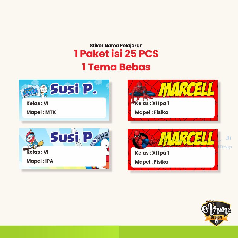 Jual Stiker Label Nama Mata Pelajaran Mapel Cutom Bisa Pakai Foto ...