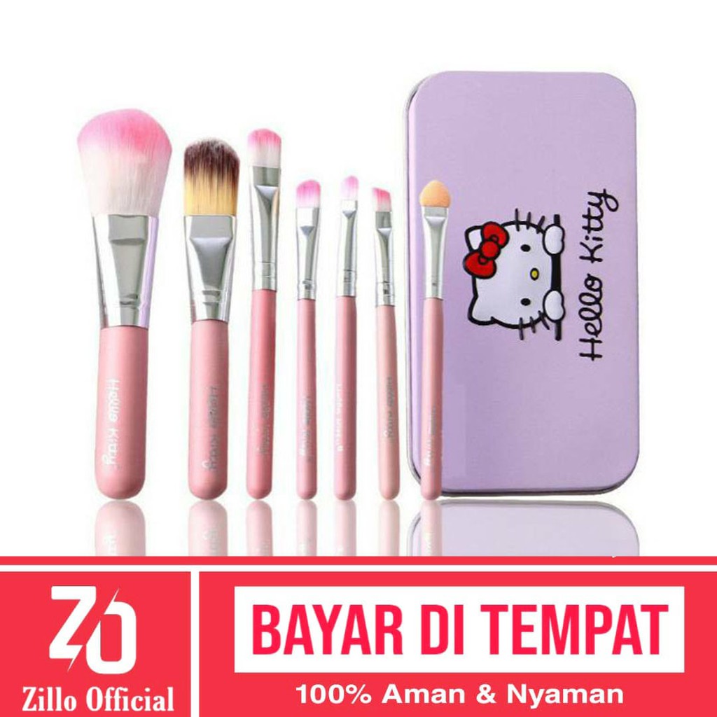 Jual ZILLO Kuas Make Up 7in1 Kuas Wajah Karakter Hello Kitty Pink Kuas ...