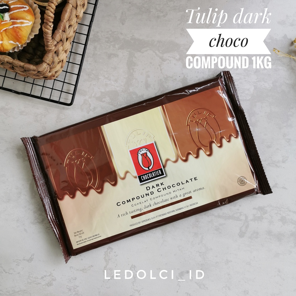 Jual TULIP DARK CHOCOLATE COMPOUND TULIP DCC DARK COKLAT 1 KG | Shopee ...