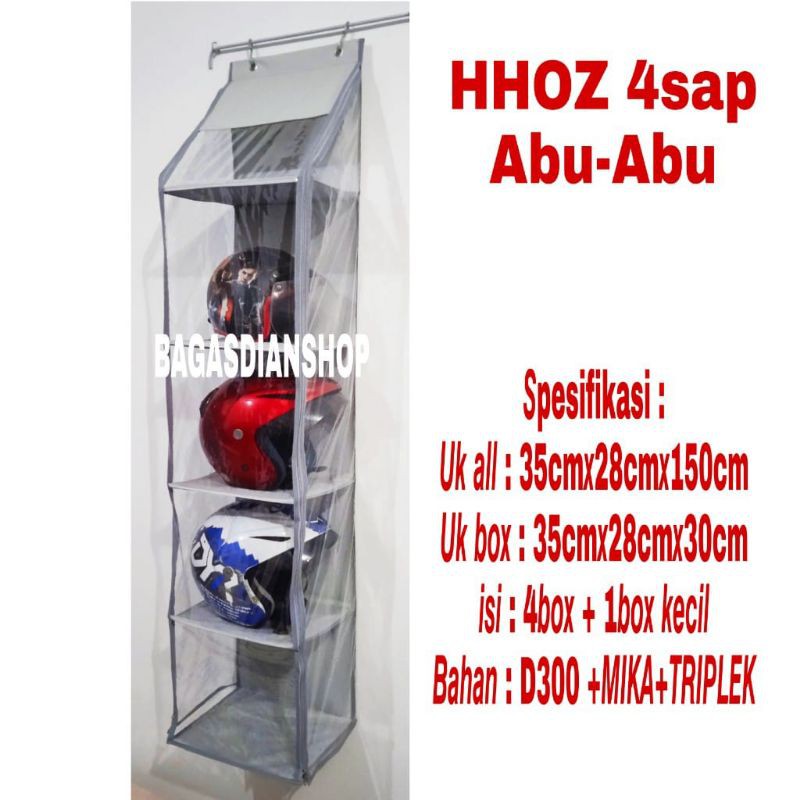 Jual Rak Helm Gantung 4susun Abu-Abu dengan Resleting | Shopee Indonesia