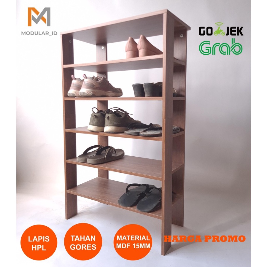Jual BARU!!! Rak sepatu sendal 5 susun kayu/rak terbuka ( GRAB/GOJEK ...