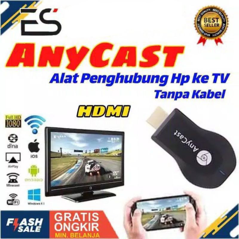 Jual Alat Penghubung Hp Ke Tv TANPA KABEL HDMI DONGLE ANYCAST EZCAST MIRACAST WIRELESS MIRROR ...