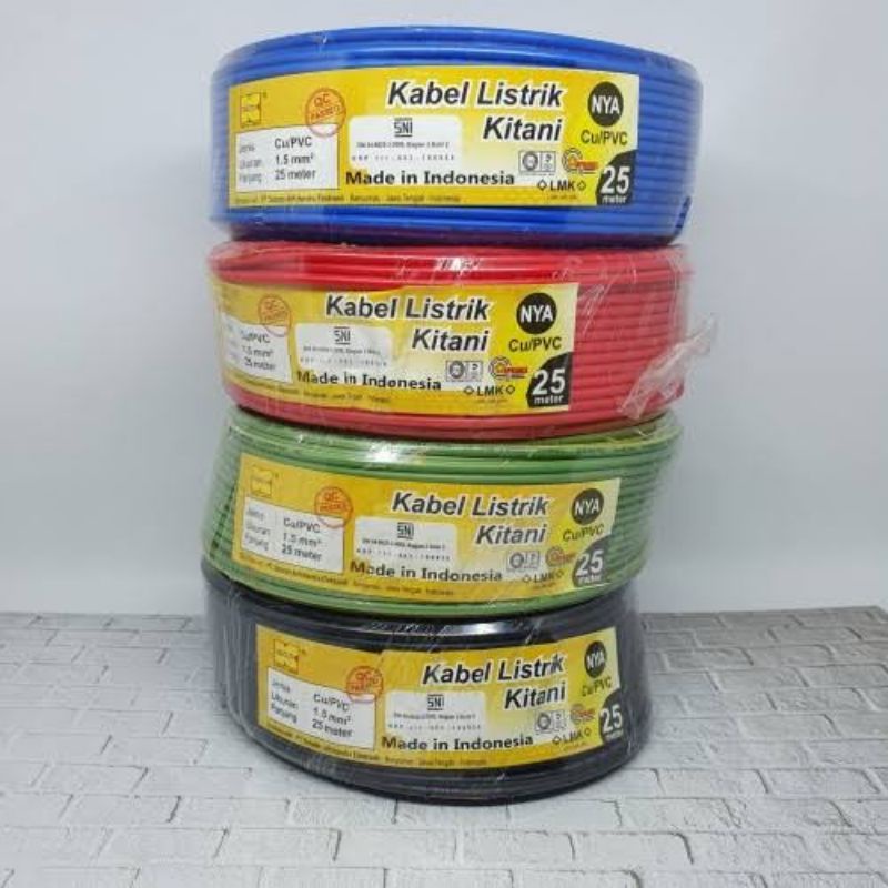 Jual Kabel Listrik / Kabel NYA Kitani 1,5 mm 25 meter / Kabel Instalasi ...