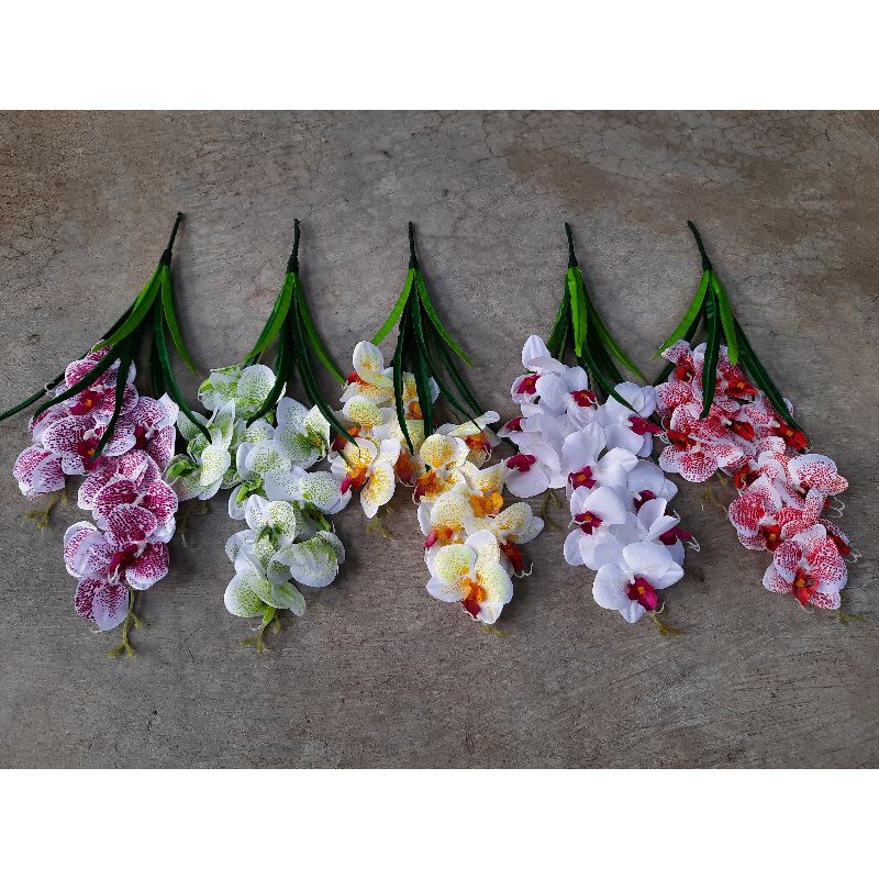 Jual BUNGA HIAS ANGGREK PALSU KAIN DAUN PANJANG 2 CABANG ARTIFICIAL ...