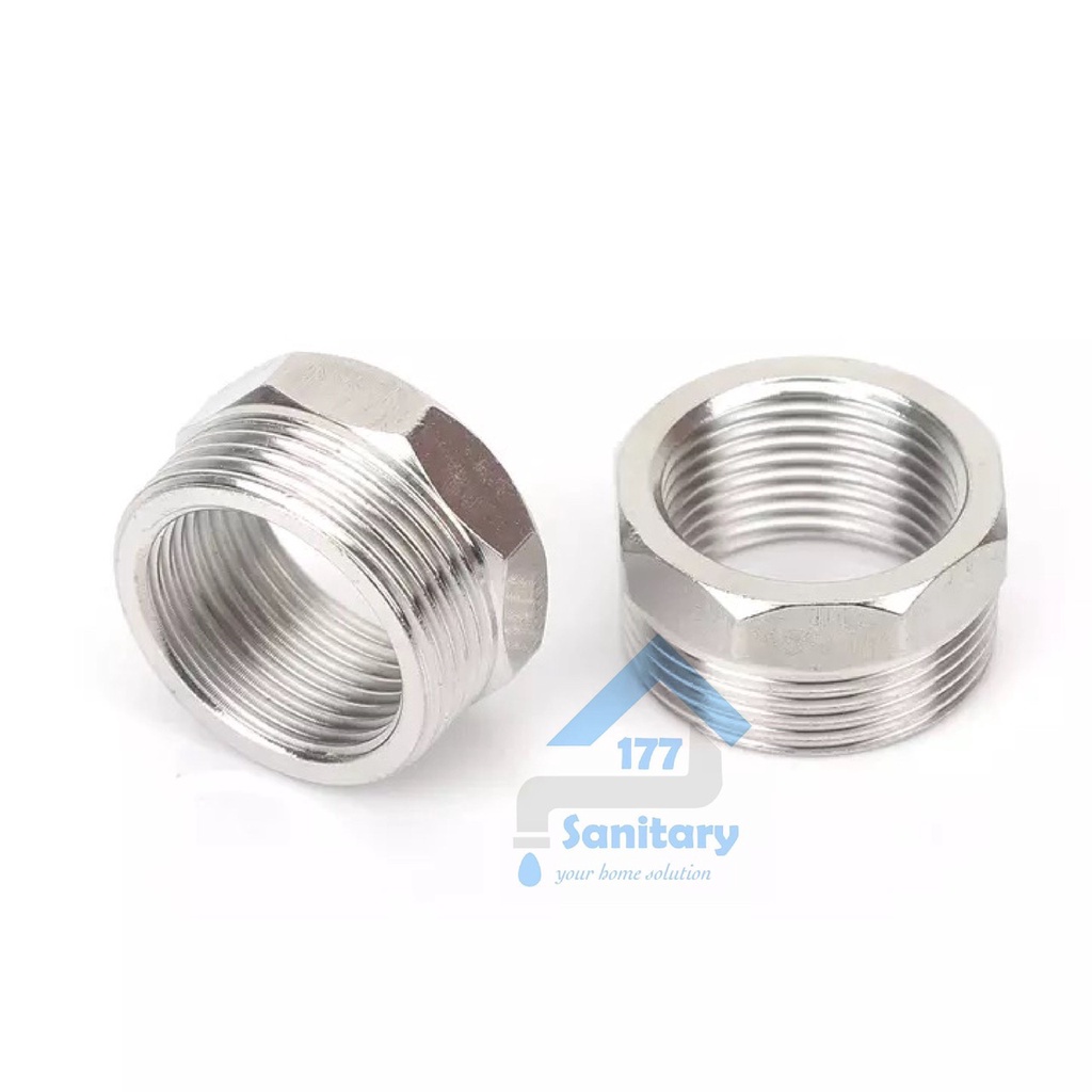 Jual mur Sokran stainless 3/4 ke 1/2 inch sock kran S03-sambungan kran ...