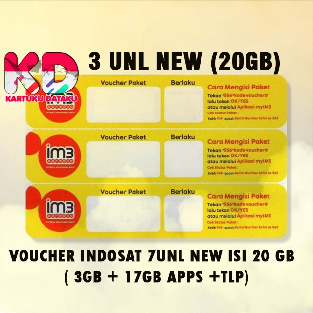 Jual Voucher Data Indosat kuota utama 3 GB ( 3GB + 17GB APPS + TLP ) | Shopee Indonesia