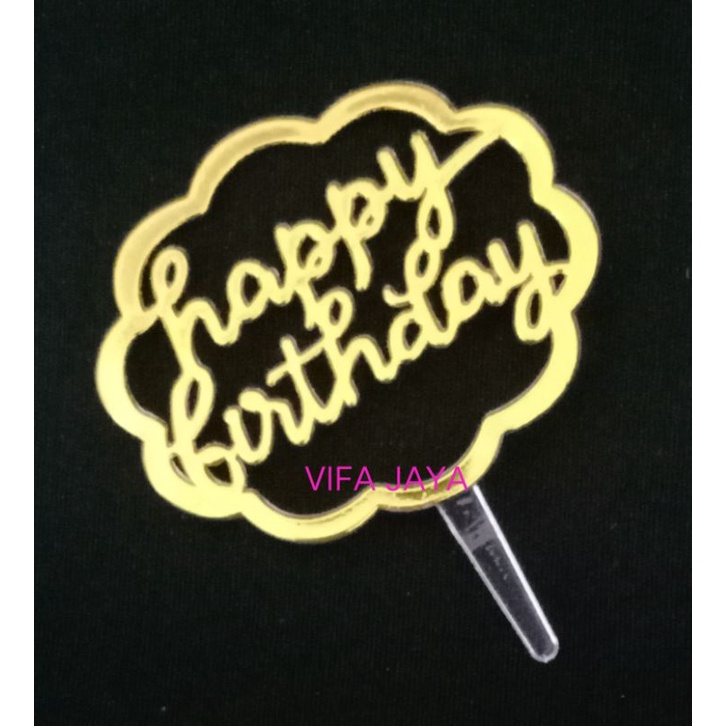 Jual Topper happy birthday bulat motif kecil gold | Shopee Indonesia