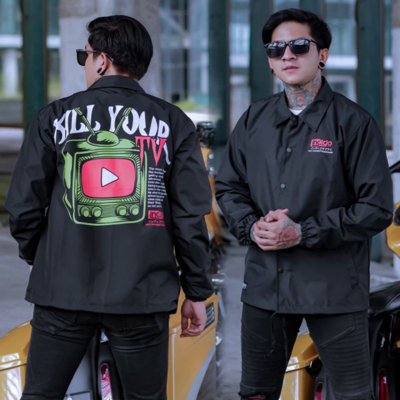 Jual Jaket Pria Coach Lengan Panjang Kancing Parasut Motif Sablon Basic ...