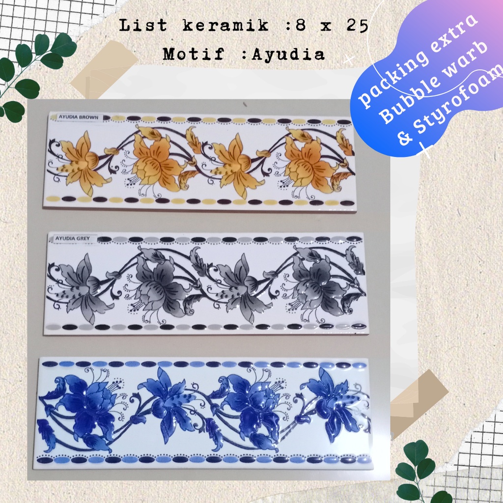 Jual list keramik dinding motif bunga ayudia ukuran 8x25 | Shopee Indonesia