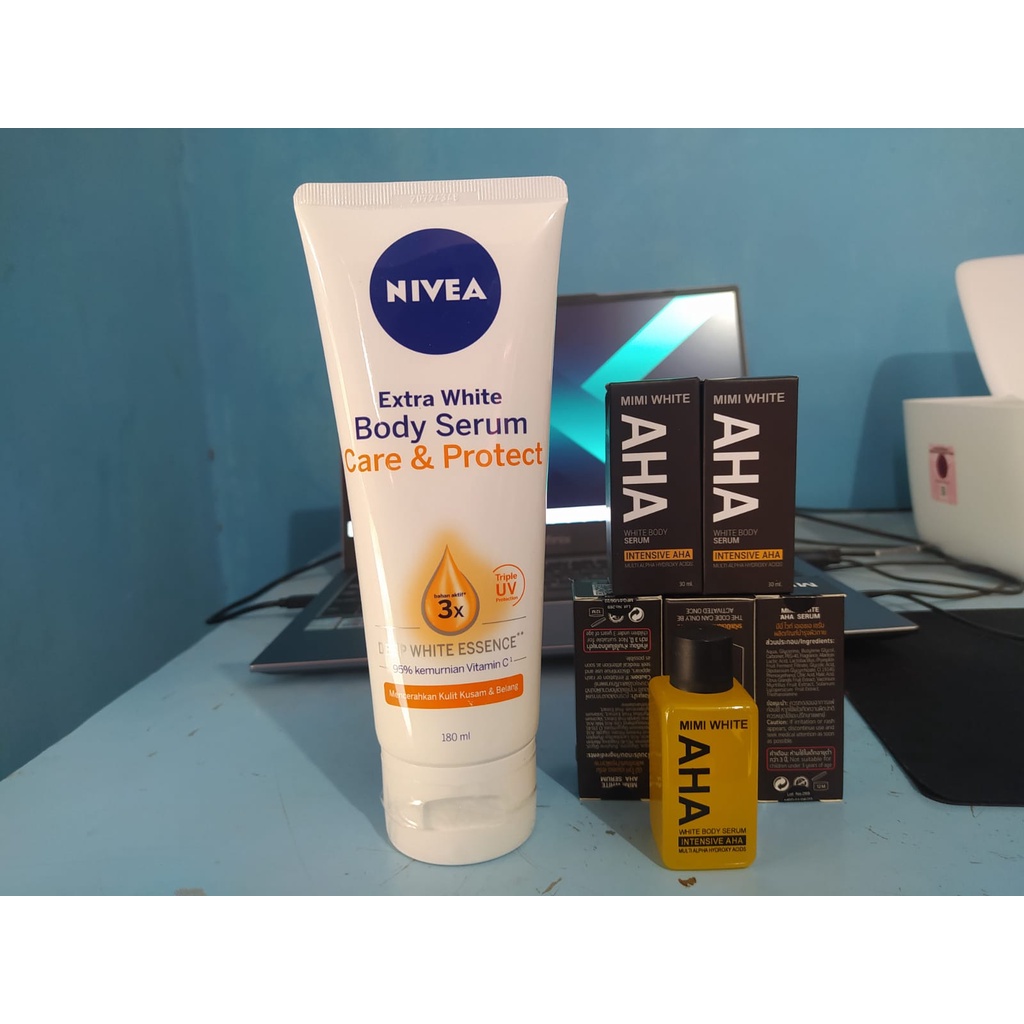 Jual Paket viral AHA mini white dan nivea body serum 180ml original ...