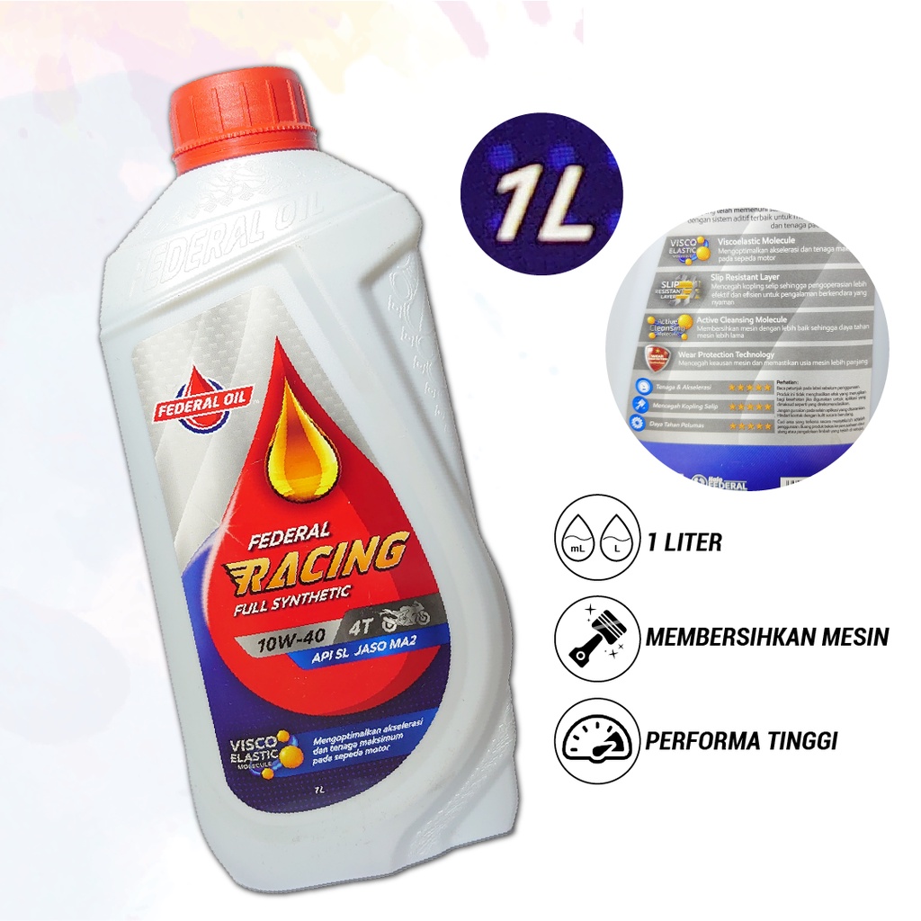Jual Oli Federal Racing SAE 10w40 API SJ Jaso MA2 Motor Bebek Sport 1 ...