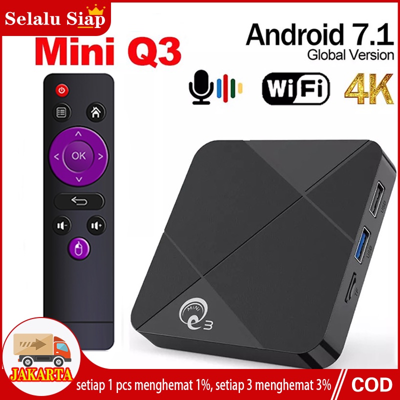 Jual Android Tv Box RAM 2+16GB MiniQ3 Android9 Smart tv box 2.4G WIFI ...