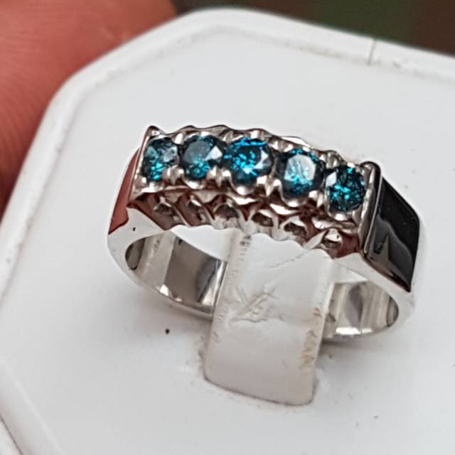 Jual D208 Cincin perak silver intan berlian biru blue diamond asli no ...