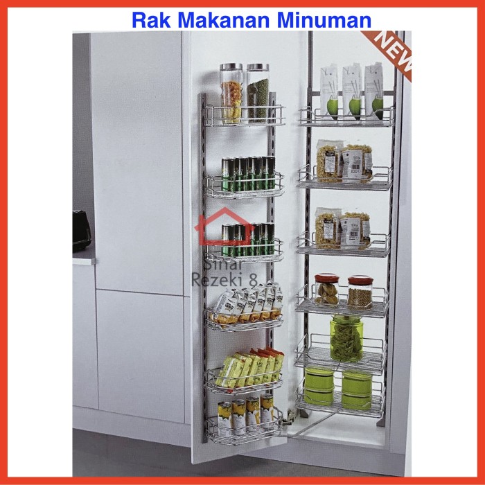 Jual Rak Tarik Makanan Lemari Dapur Minuman Botol Serbaguna Kitchen ...