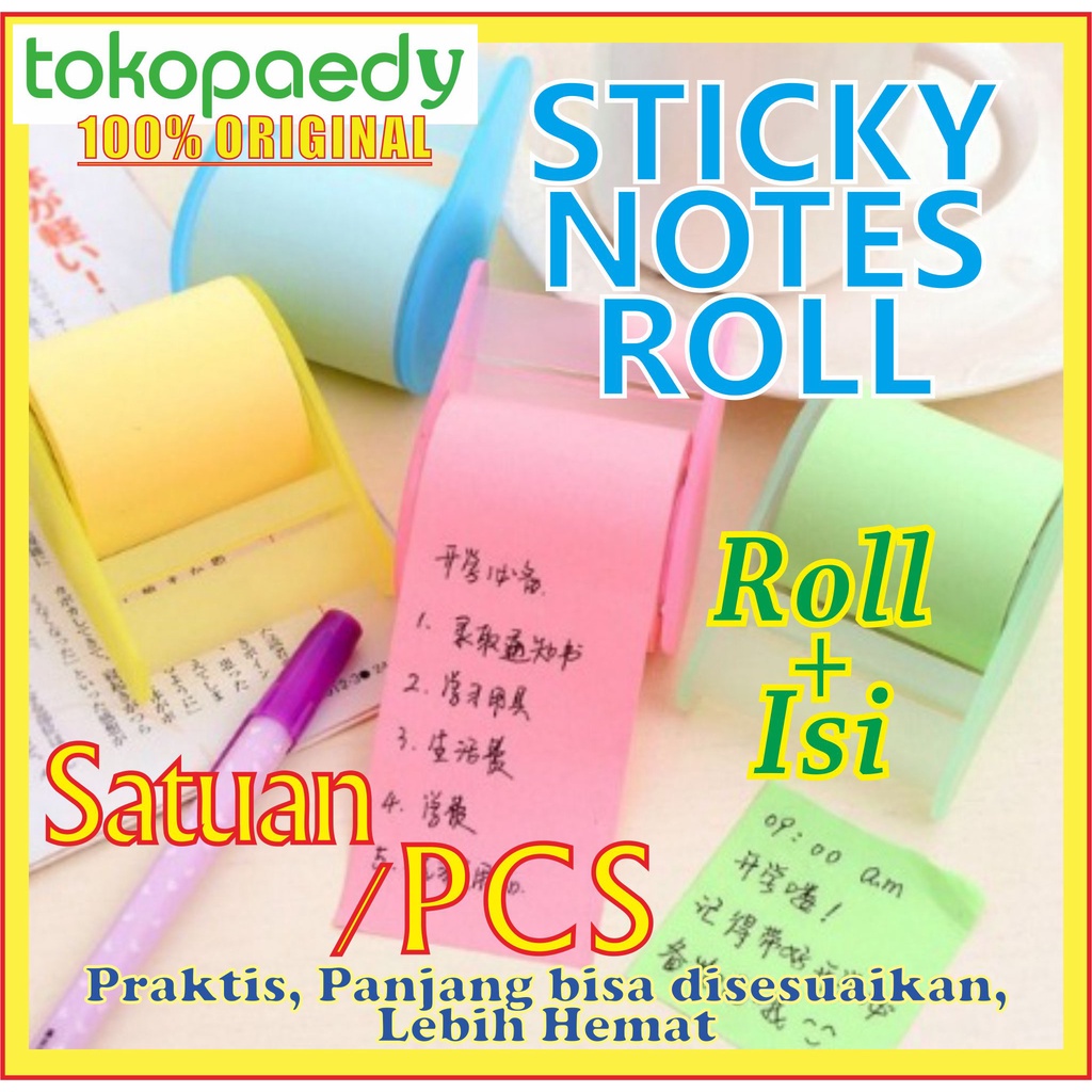 Jual Sticky Notes Roll Kertas Memo Lucu Cute Import [ROLL + ISI] Bisa ...