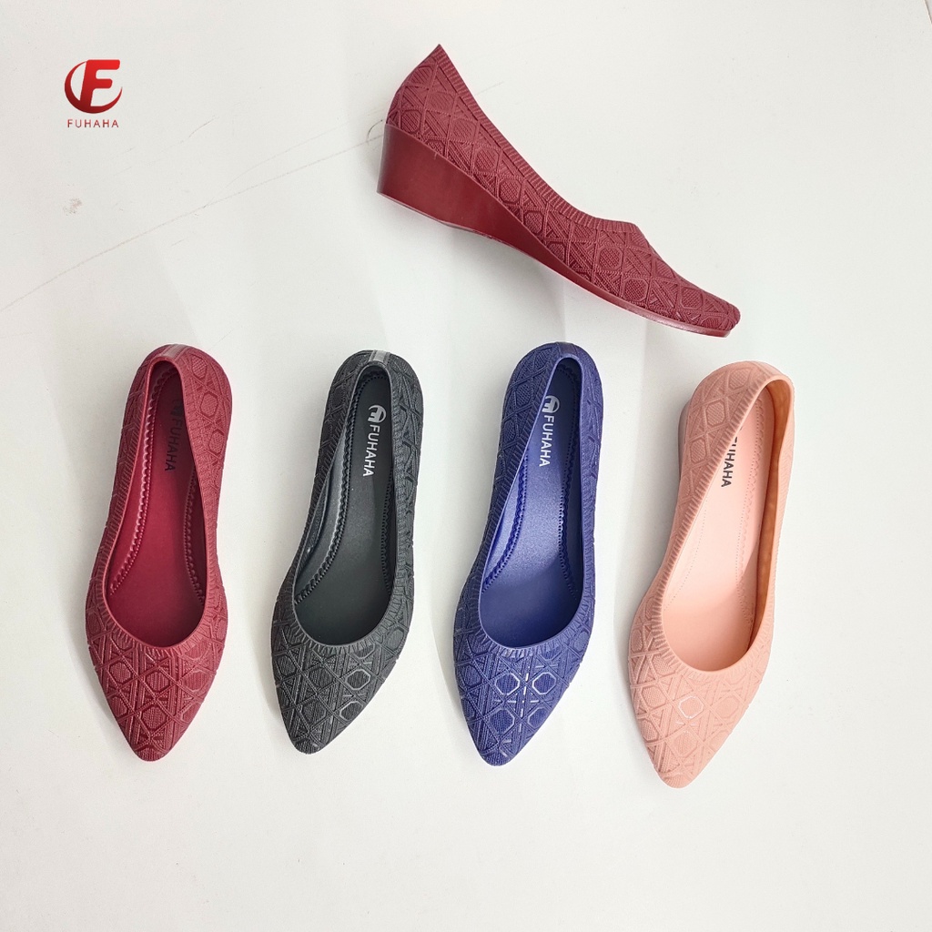 Jual Sepatu Wedges Wanita Produk Terbaru Fuhaha Sepatu Formal Bahan PVC ...