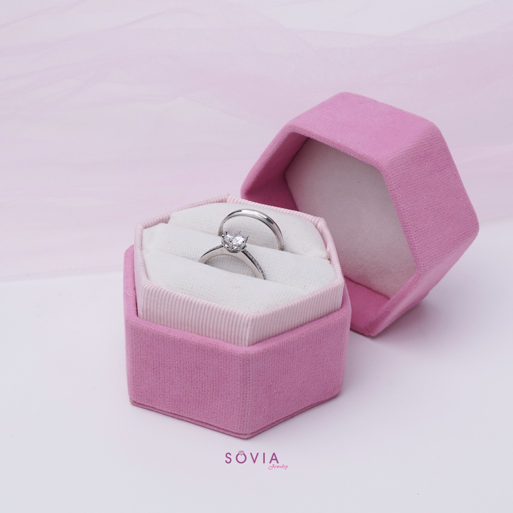 Jual Sovia Jewelry – Kotak Cincin Beludru Pink Hexagonal Soft Color ...