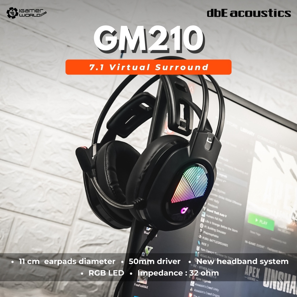 Jual dbE GM210 7.1 Virtual Surround USB Gaming Headphone / Gaming ...