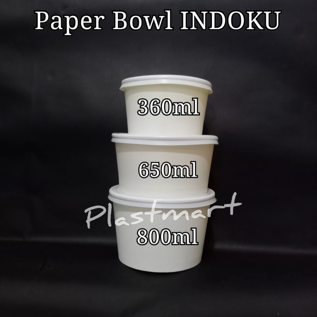 Jual Paper Bowl INDOKU + Tutup (Mangkok Kertas) // Rice Bowl @50set ...