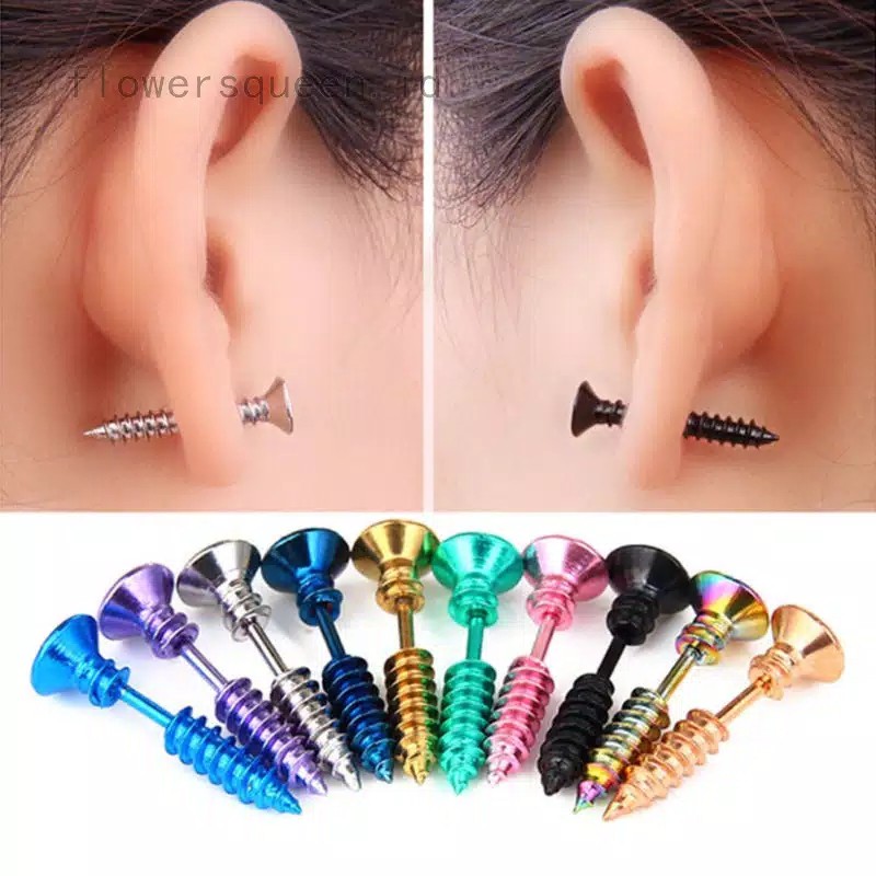 Jual Anting Tindik Model Sekrup Gaya Punk untuk Pria | Shopee Indonesia