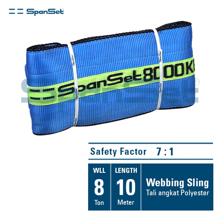 Jual SpanSet Webbing Sling 2Ply B8000-10Mtr Kapasitas 8 Ton, Panjang 10 ...