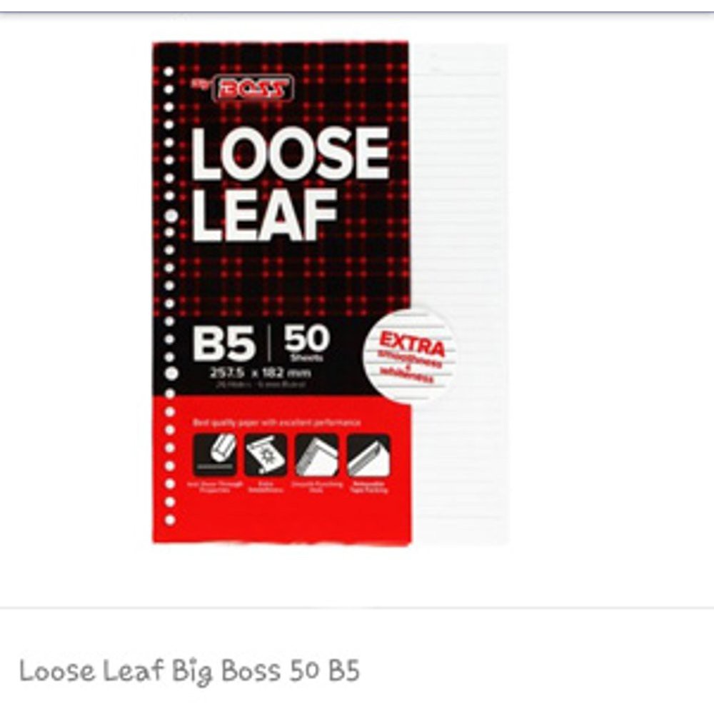 Jual isi binder Loose Leaf Garis Big Boss B5 - 50 Lembar | Shopee Indonesia