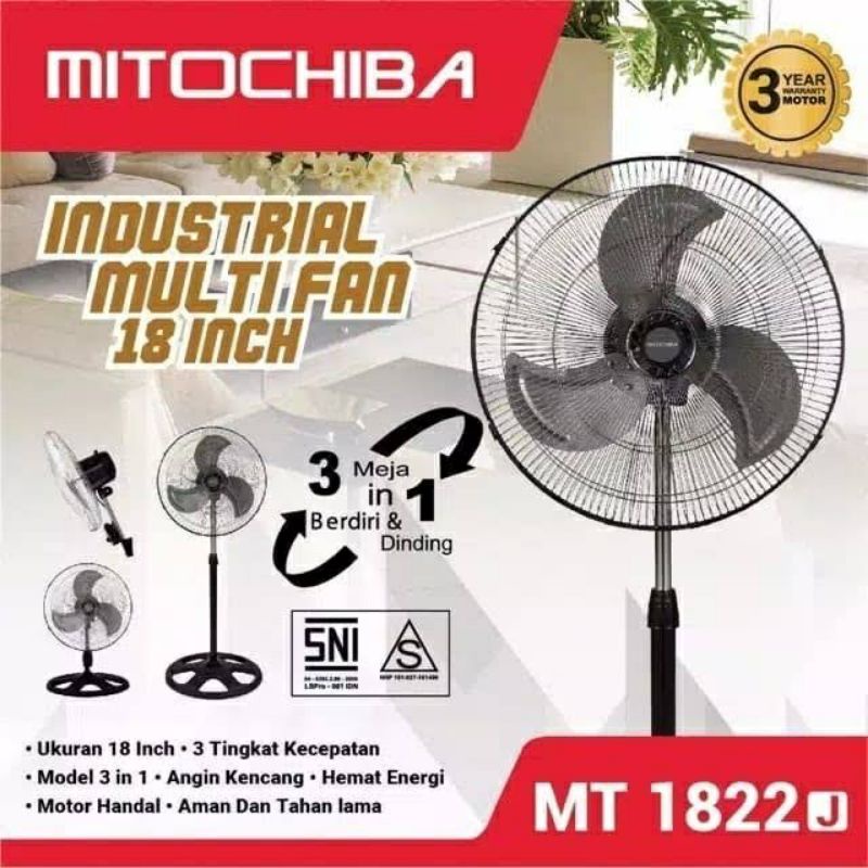 Jual KIPAS ANGIN MITOCHIBA 3 IN 1 3Fungsi MT 1822 J atau MT 1822 S (Kipas Angin Besi, motor 100% ...