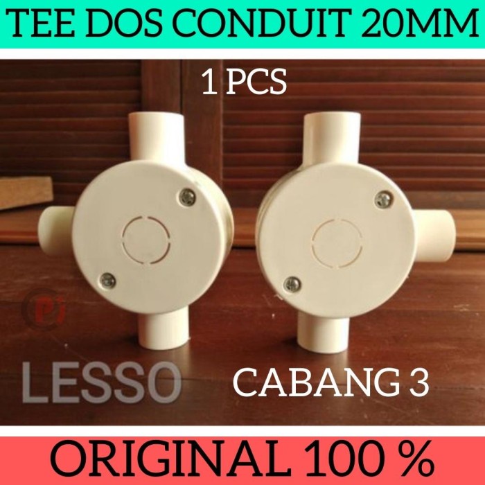 Jual LESSO Tee Dos Conduit 20mm 1/2" Inch 3 Way Inbowdus T Dus Cabang ...