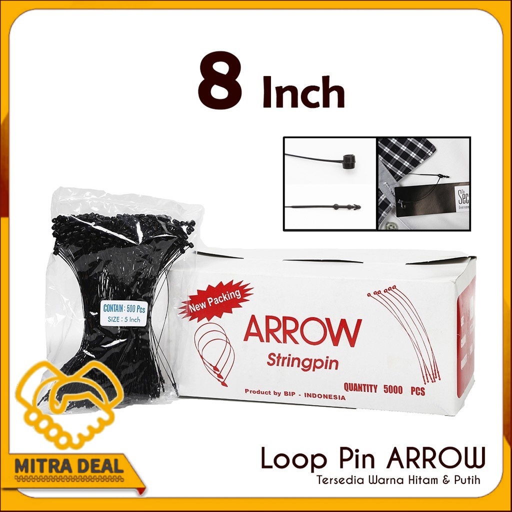 Jual Loop Pin / String Pin / Hang Tag Plastik Merk ARROW Ukuran 8 Inch ...