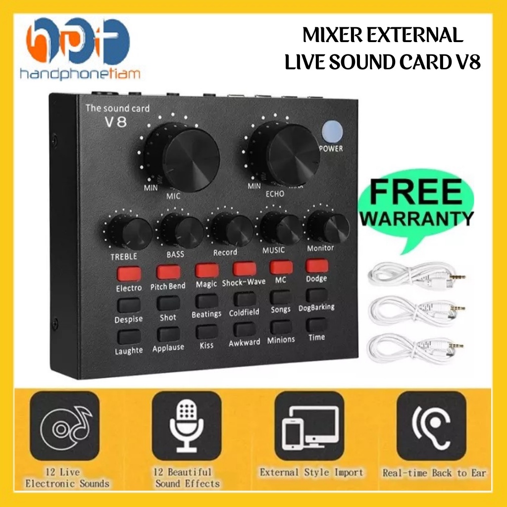 Jual Soundcard V8 Mixer External Soundcard V8 Audio Microphone Singing ...