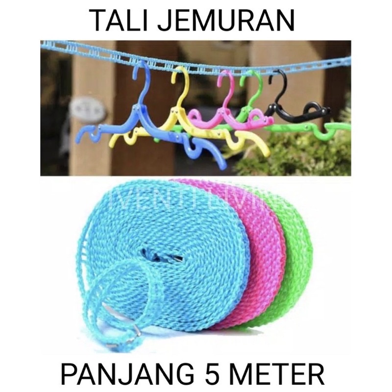 Jual Tali Gantungan Jemuran 5 Meter Tali Jemuran Baju Portable dengan ...